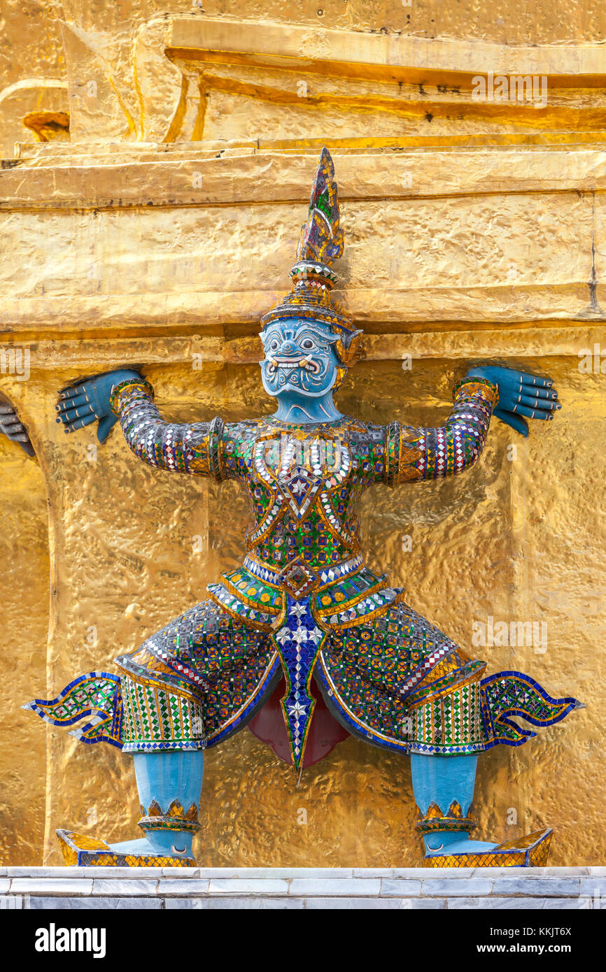 Bangkok, Thailand. Yakshas (Demons) Supporting the Gilded Chedi, Royal ...