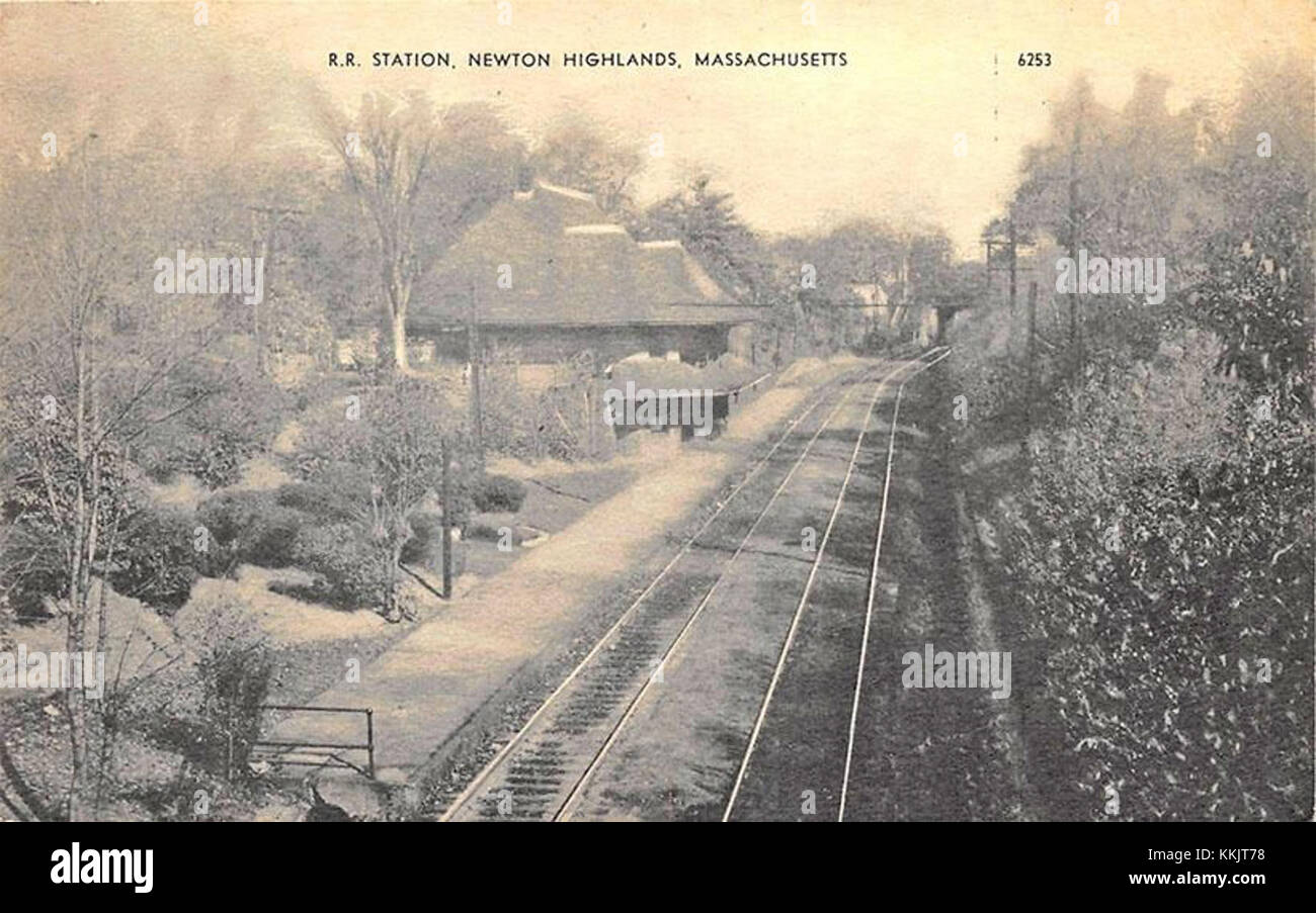 Newton Highlands station postcard Stock Photo - Alamy