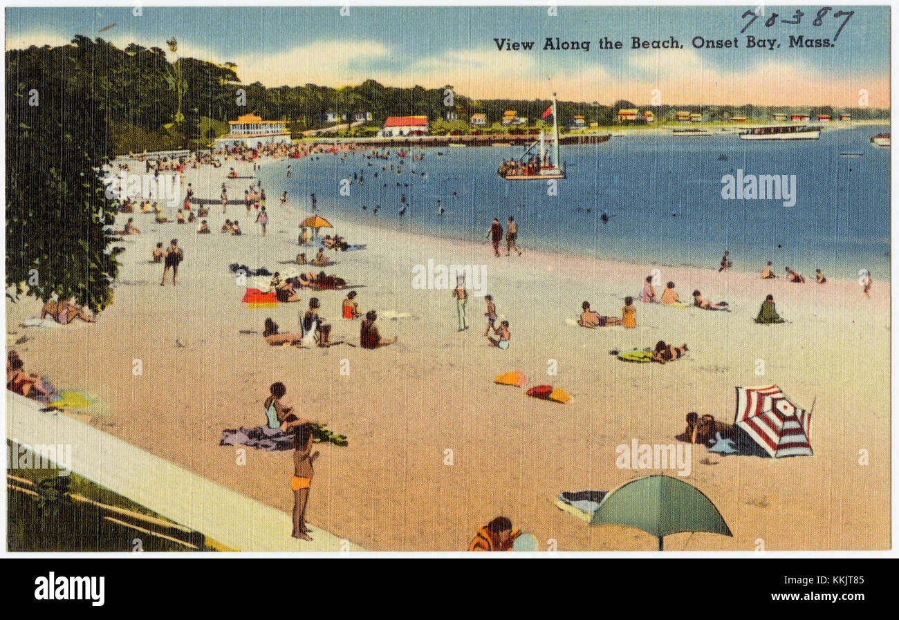 A serene beach view along Onset Bay in Massachusetts, capturing the ...