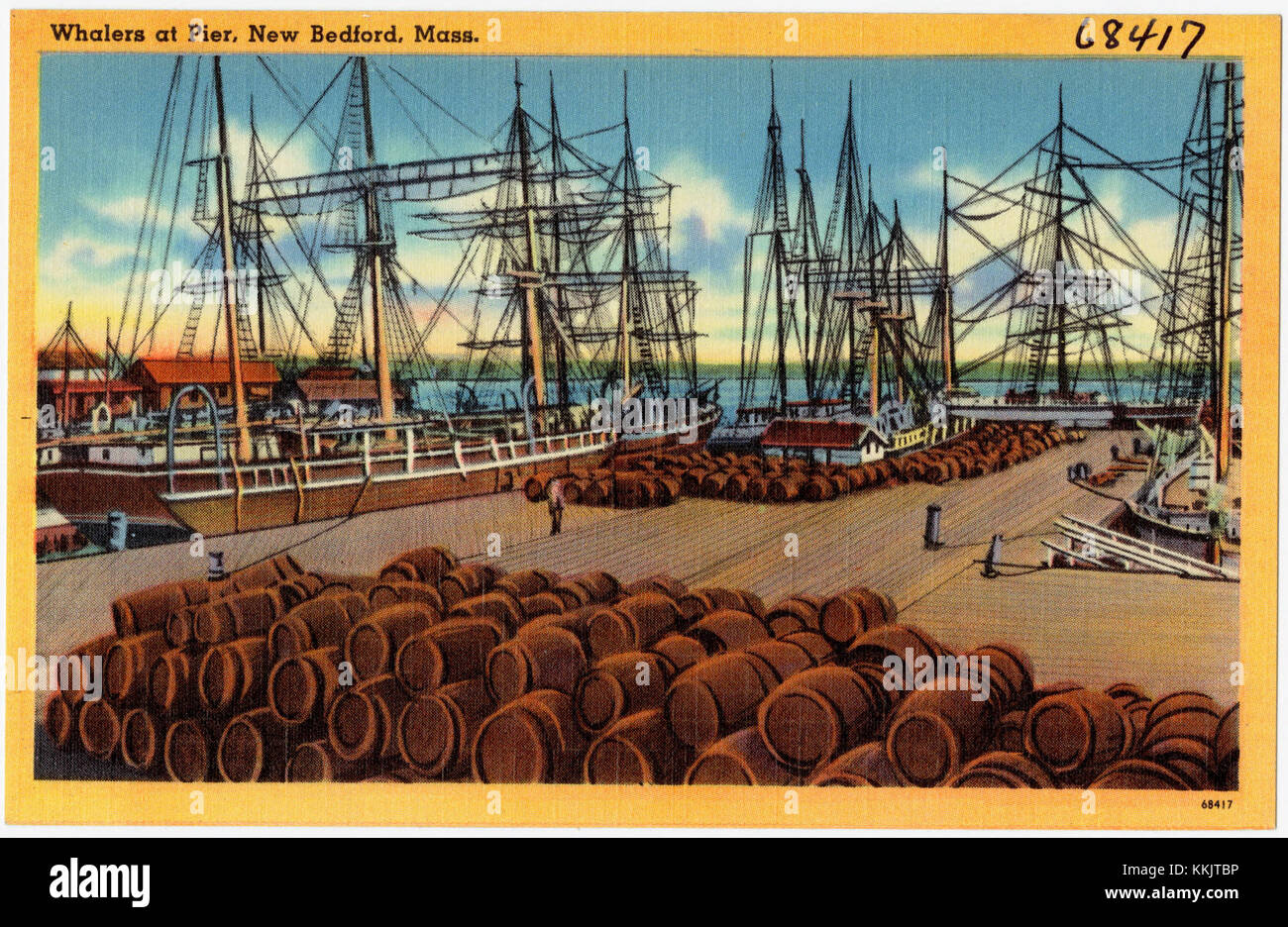 This photograph captures whalers at the pier in New Bedford ...