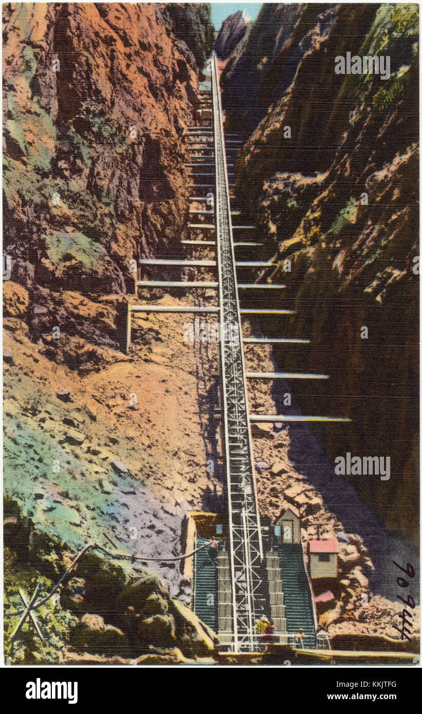 This photograph shows the scenic incline of the Royal Gorge in Colorado ...