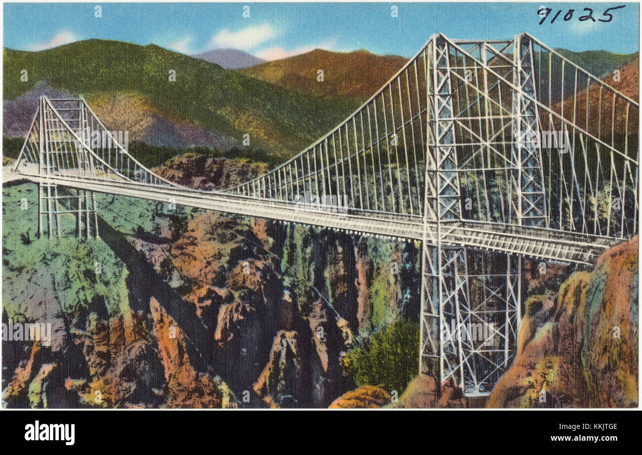 The suspension bridge over the Royal Gorge in Canon City, Colorado ...