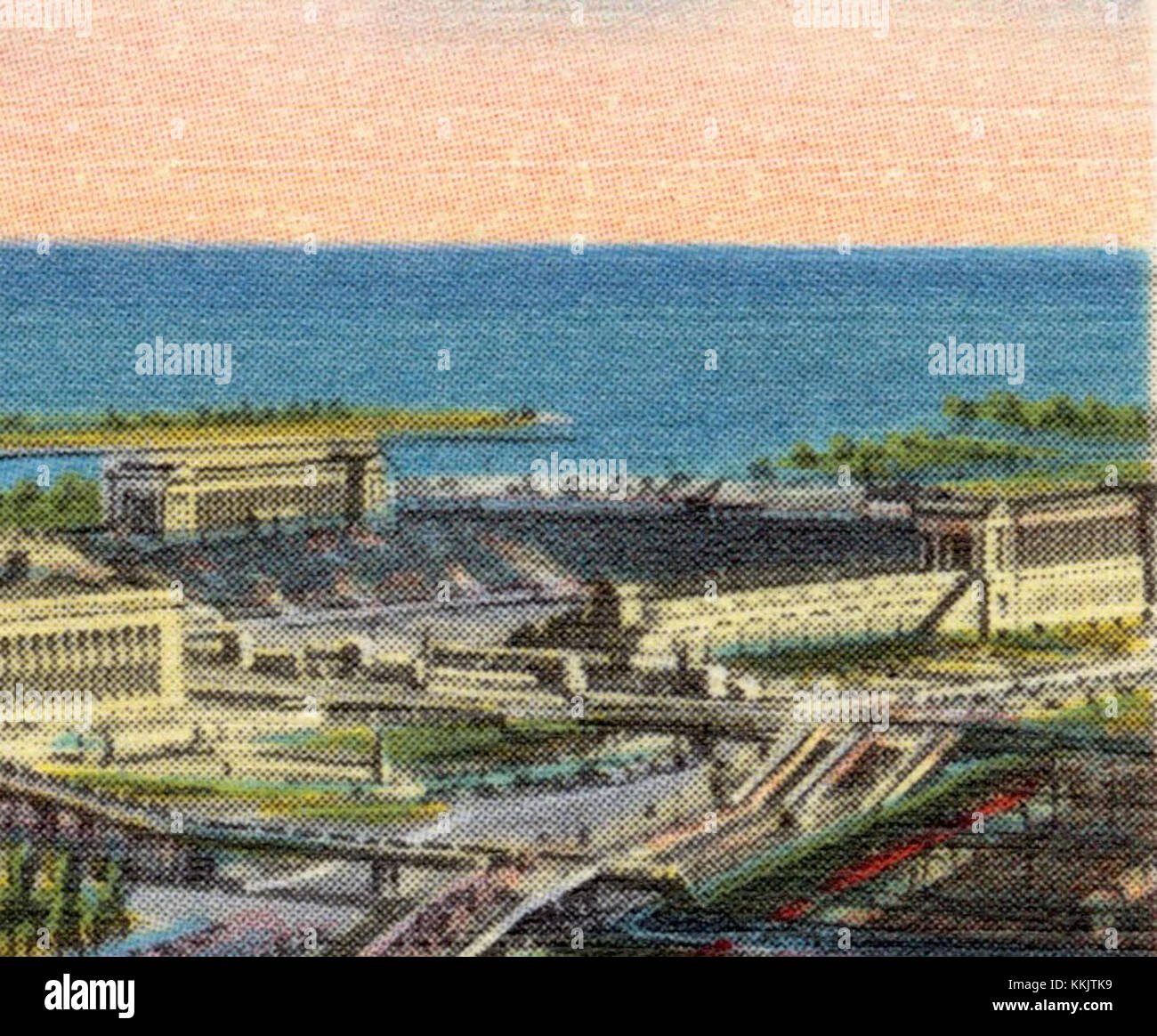 Soldiers' Field (cropped), view showing band shell, Field Museum, Shedd ...