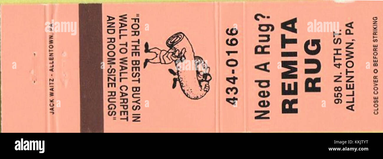 The 1965 matchcover features a design related to the Remita Rug. The ...