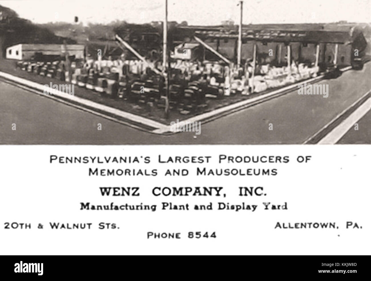 This trade card from 1940 showcases the Wenz Memorials, a company ...
