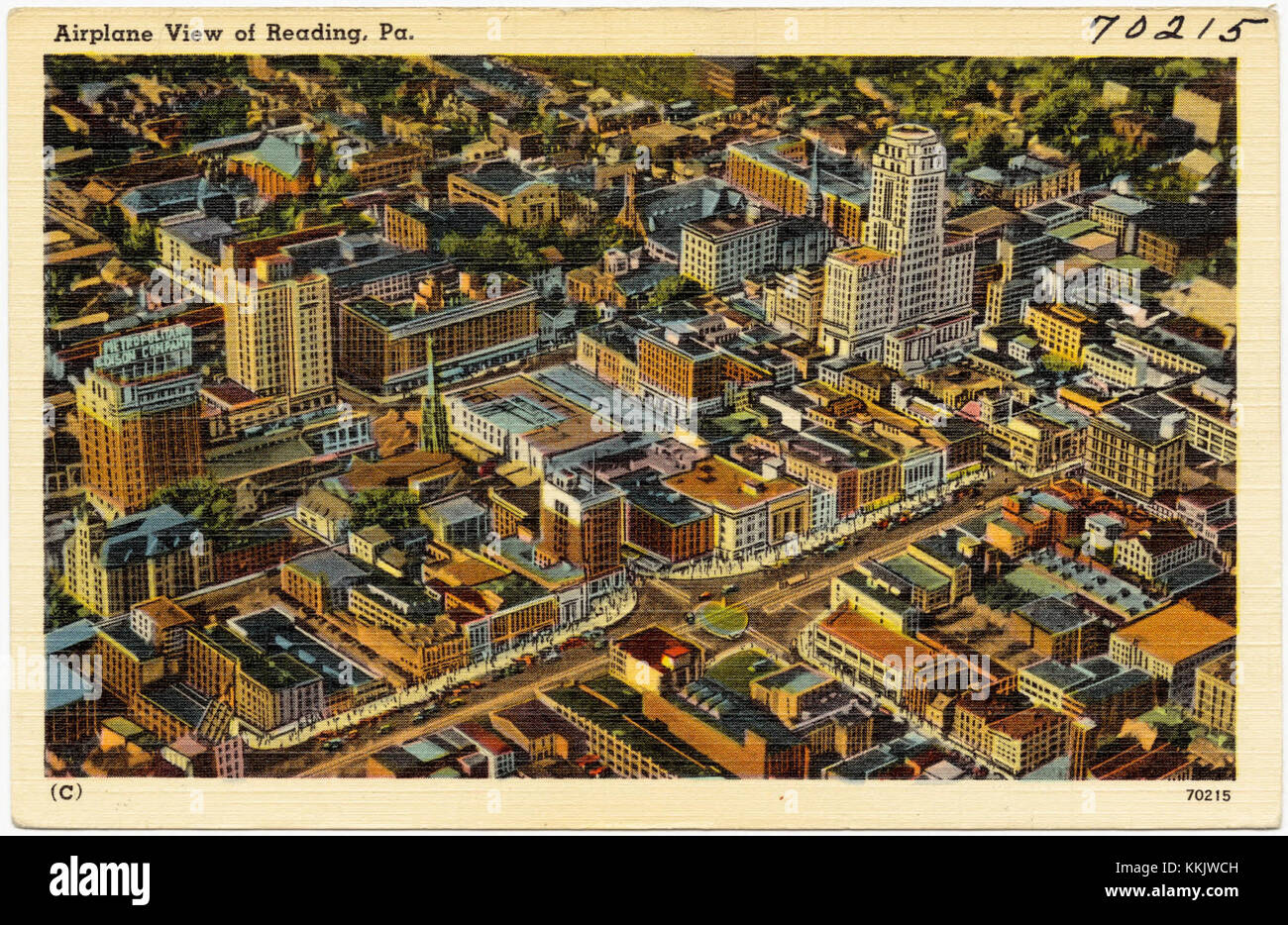 Aerial view of Reading, Pennsylvania, showcasing the city's layout ...