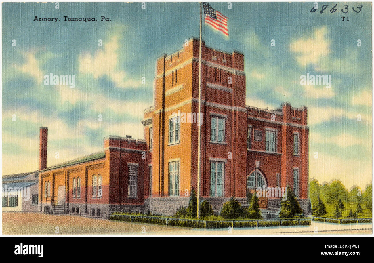 A photograph of the armory in Tamaqua, Pennsylvania, captured in a ...