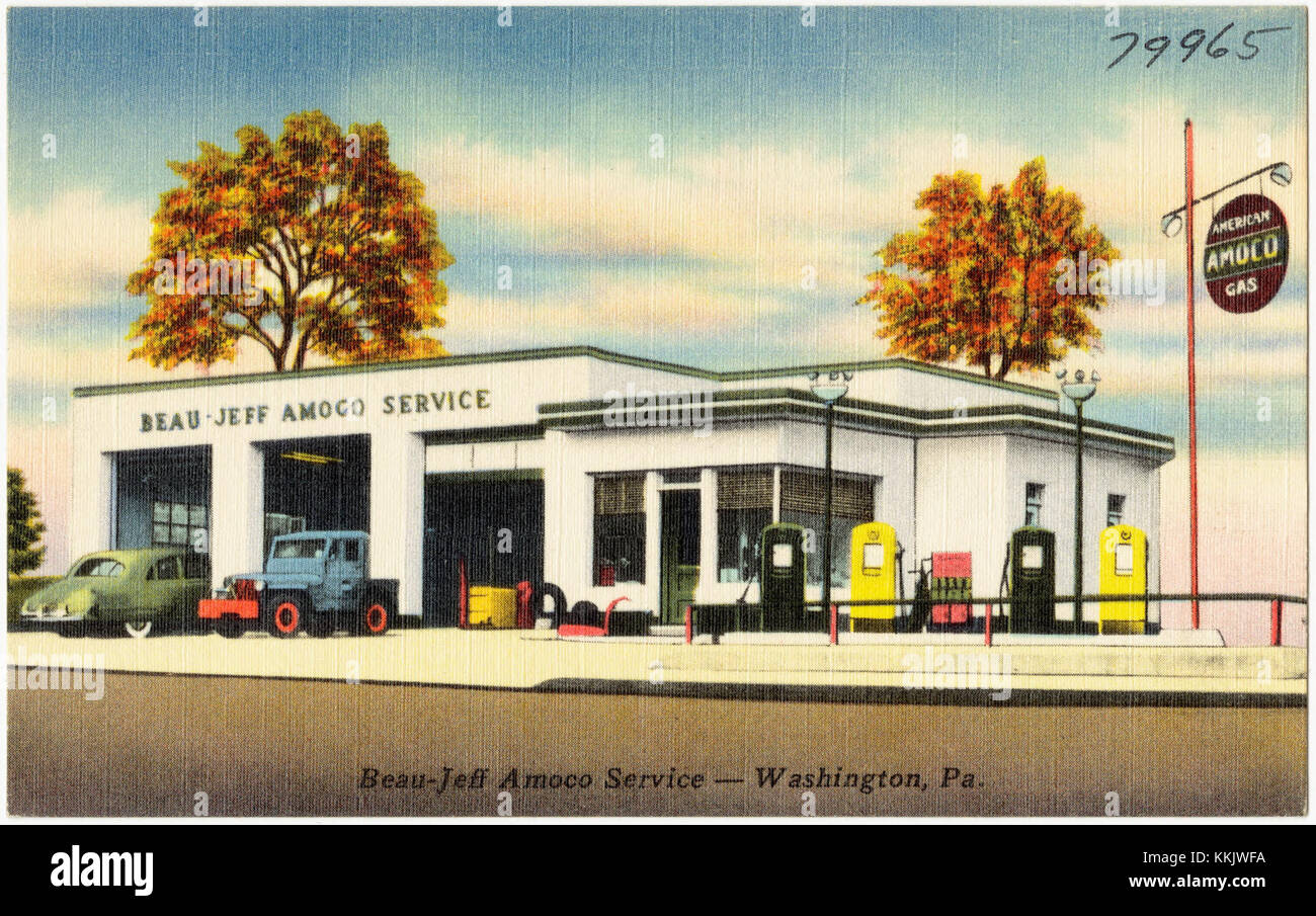 Photograph depicting the Beau-Jeff Amoco Service station in Washington ...
