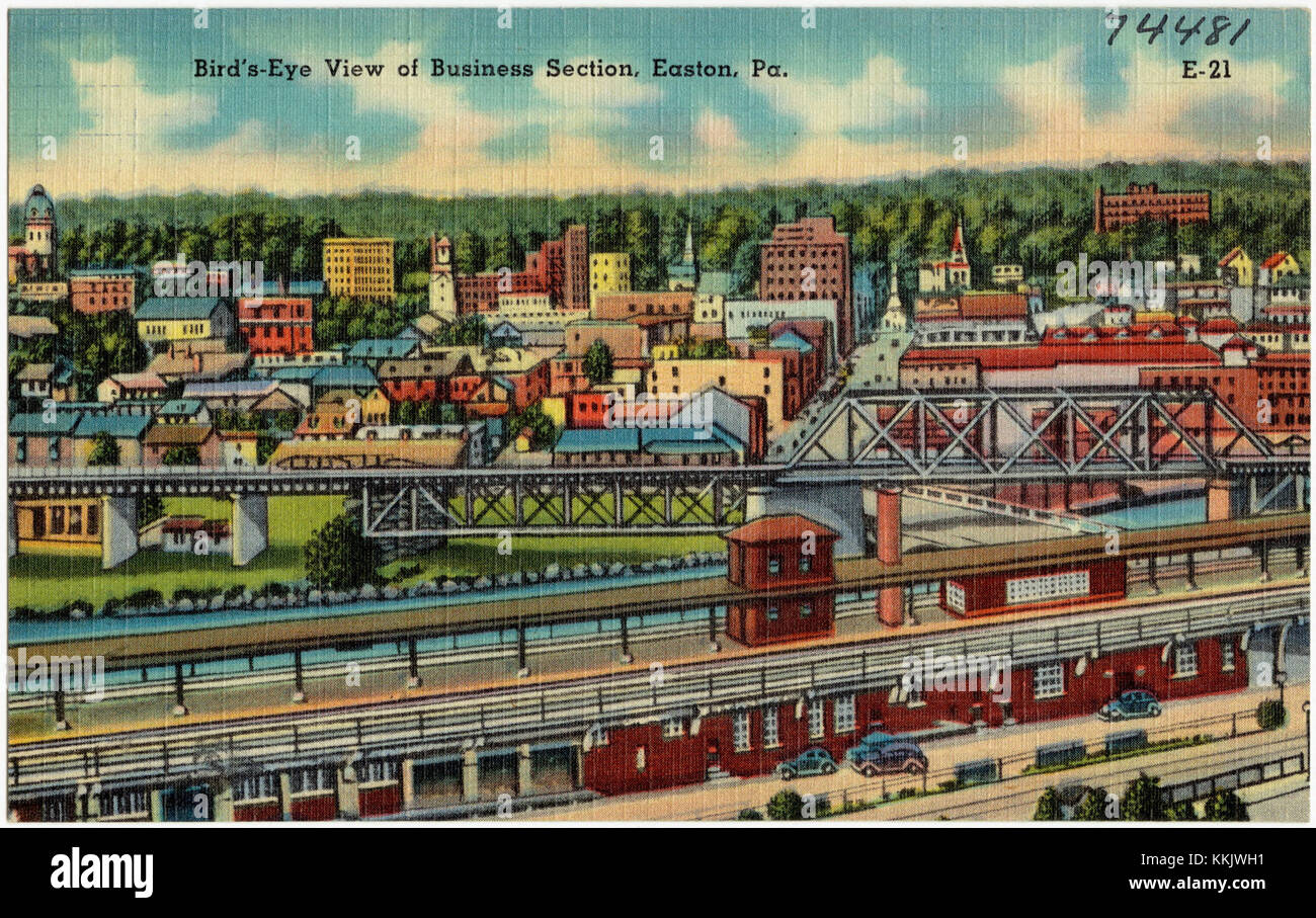 This bird's-eye view of the business section in Easton, Pennsylvania ...