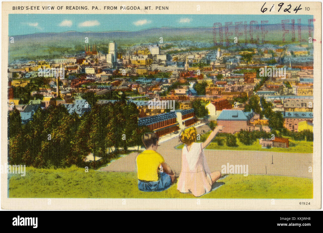 This bird's-eye view of Reading, Pennsylvania, captured from the Pagoda ...