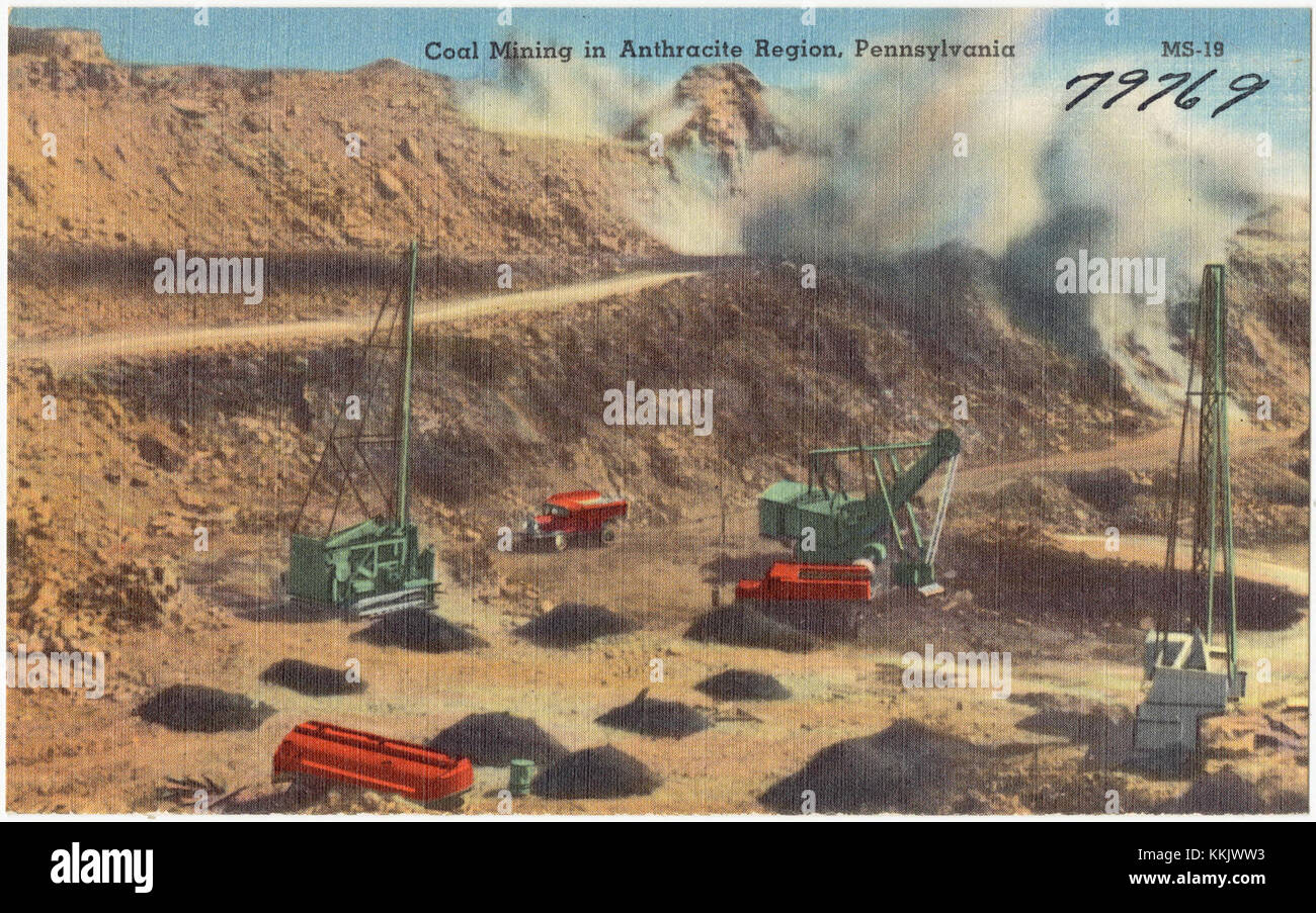 A historical photograph depicting coal mining operations in the ...