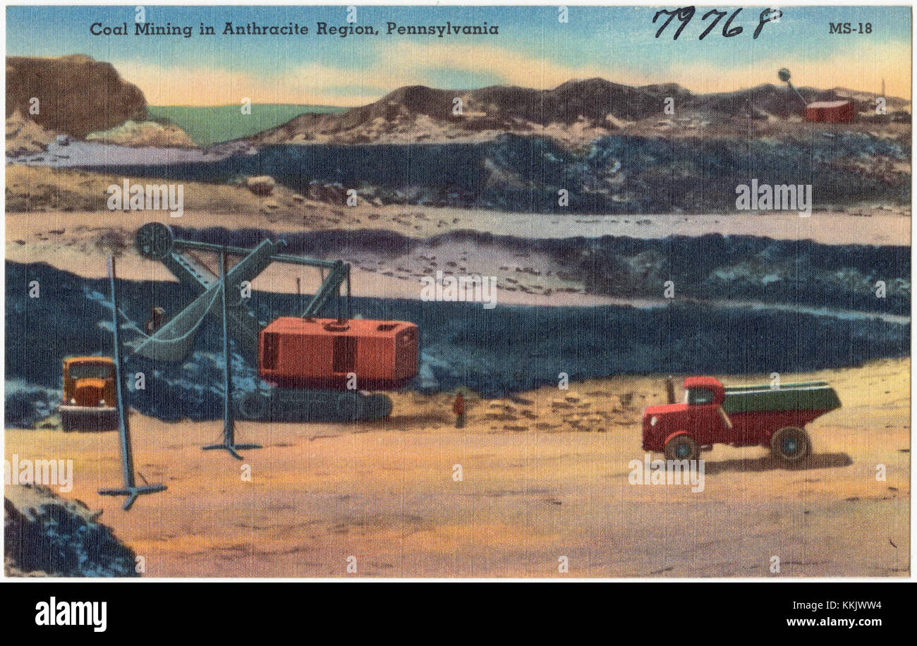 The image depicts coal mining operations in Pennsylvania's Anthracite ...