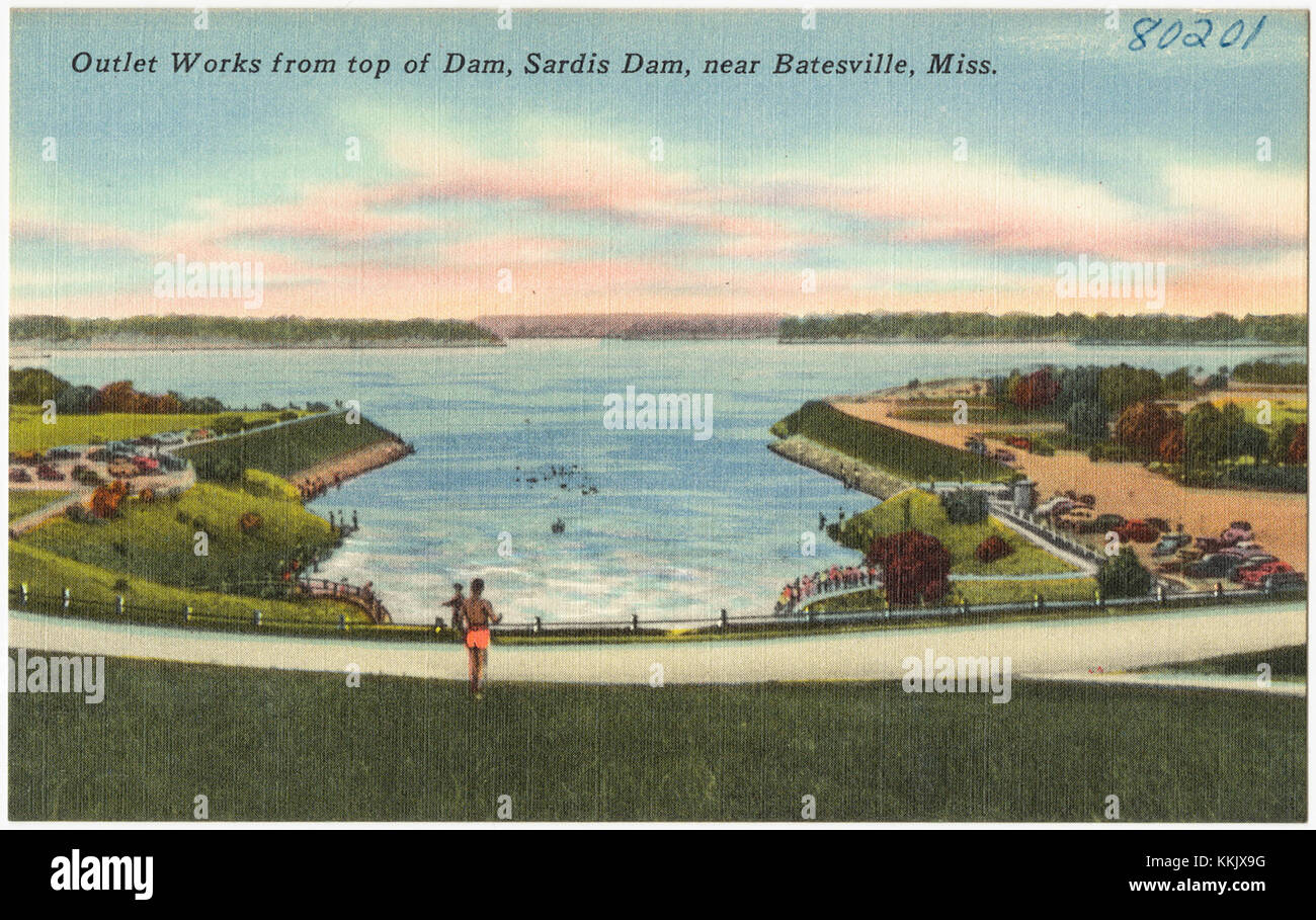 This image shows the outlet works at the top of Sardis Dam, located ...