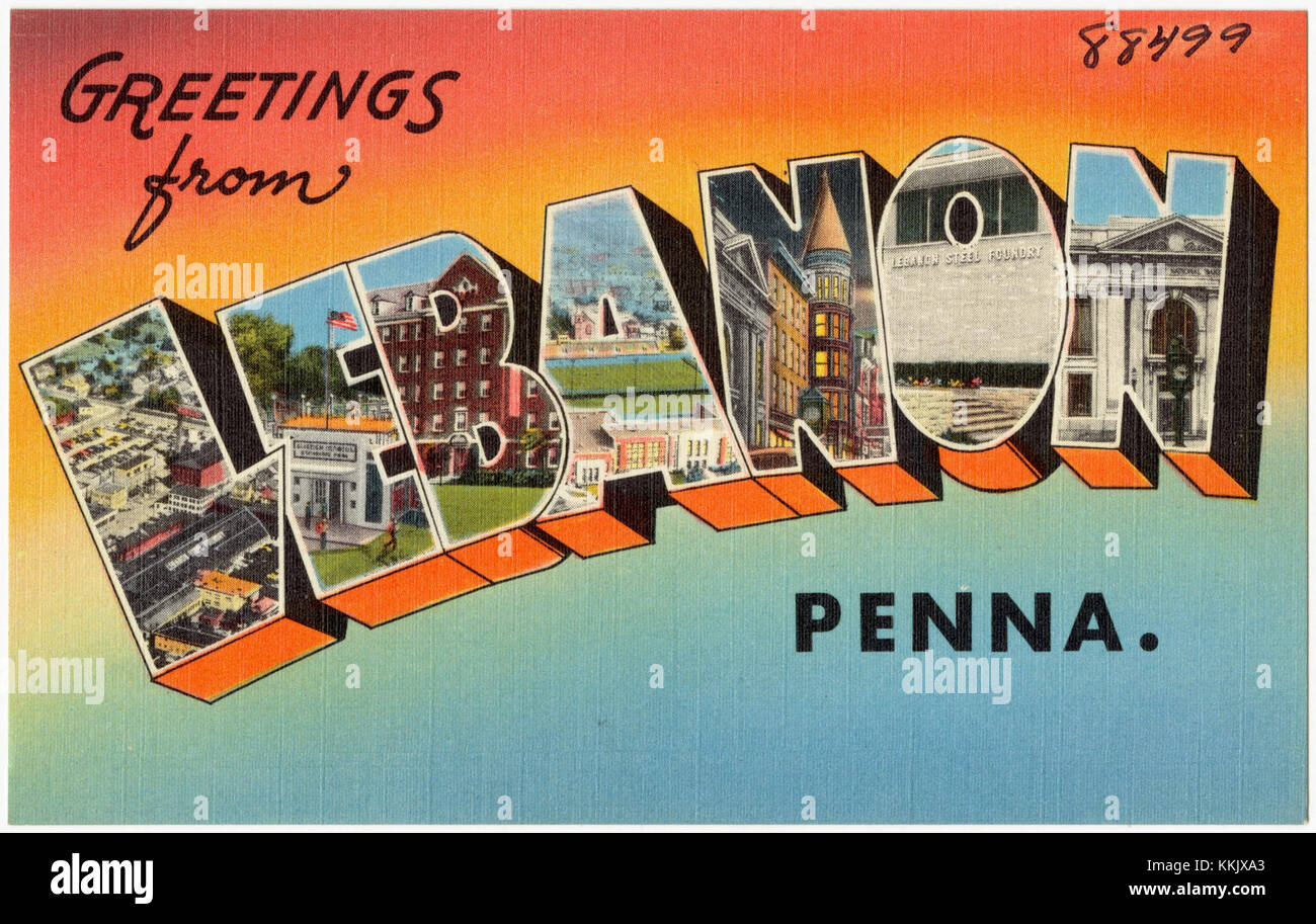This vintage postcard from Lebanon, Pennsylvania, features a scenic ...
