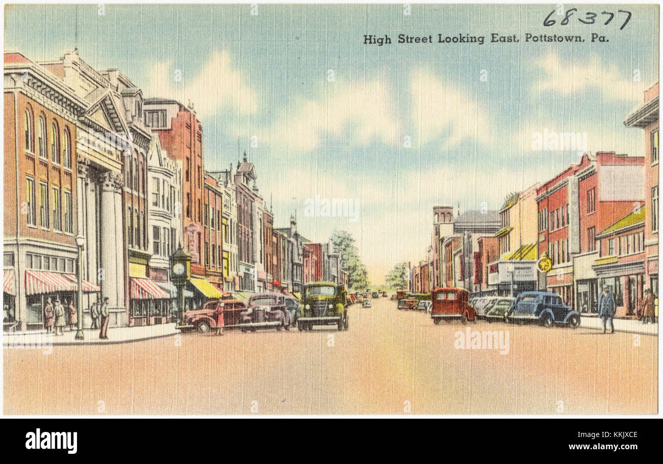 A photograph capturing the eastern view of High Street in Pottstown ...