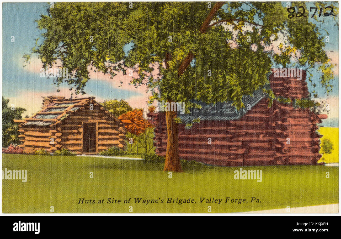 The huts at the site of Wayne's Brigade in Valley Forge, Pennsylvania ...