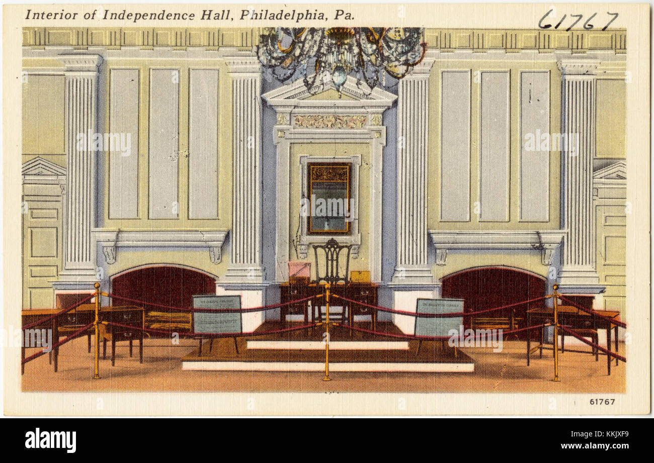 Depicts the Central Hall of Independence Hall in Philadelphia ...