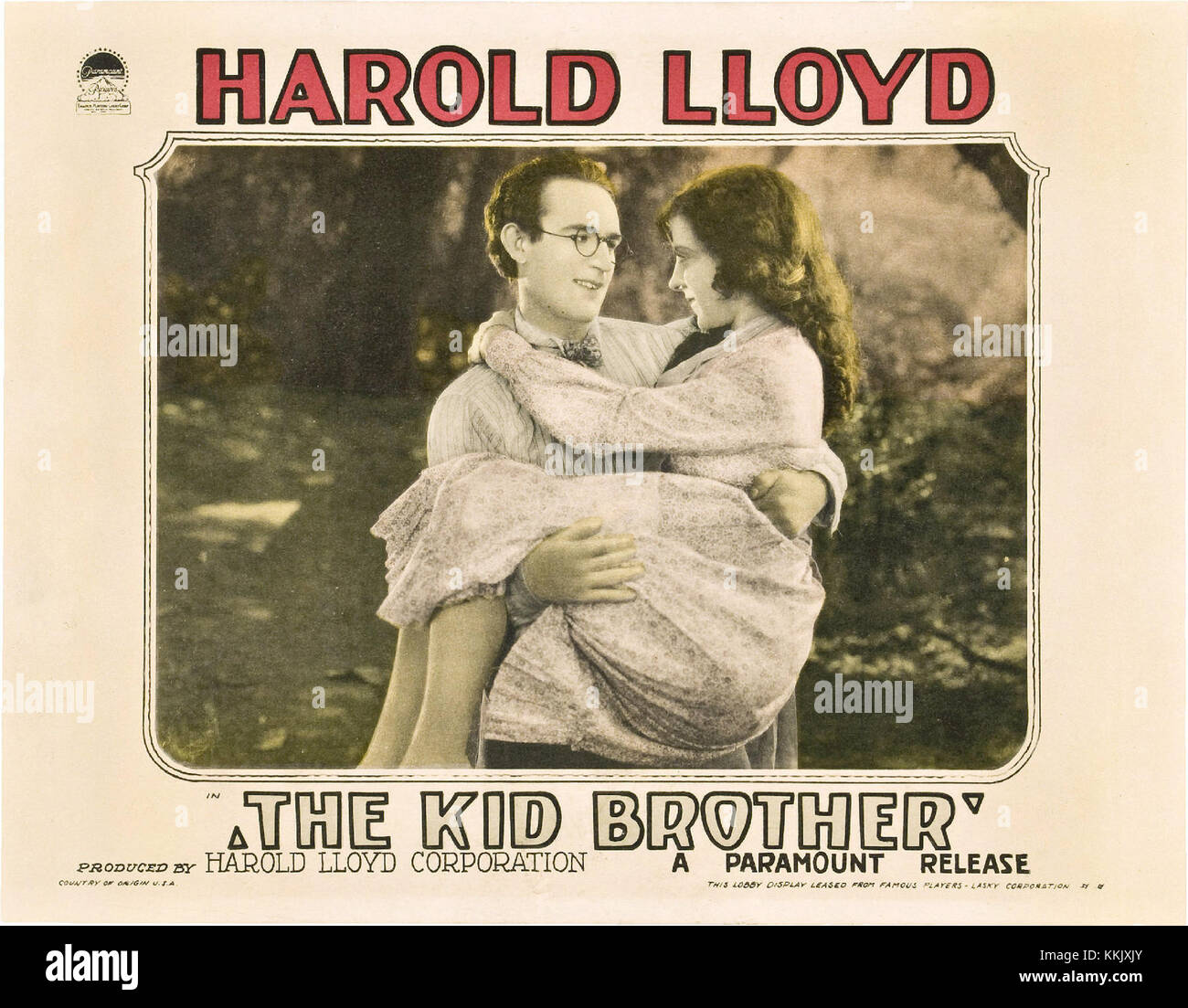 The Kid Brother is a classic 1927 silent film starring Harold Lloyd. This lobby card features a ...