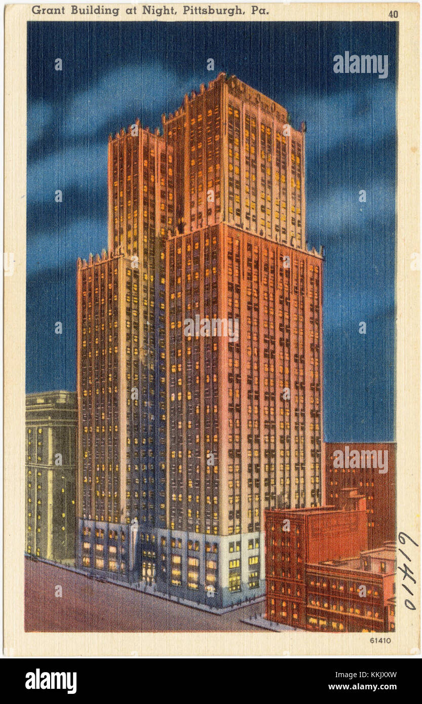The Grant Building, an iconic skyscraper in Pittsburgh, is illuminated ...
