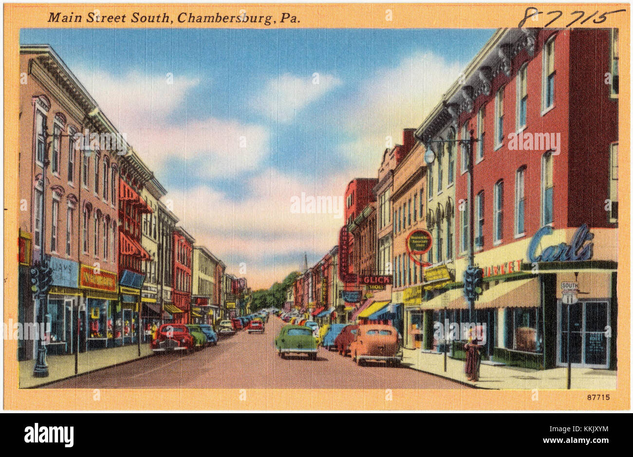 This photograph shows a view of Main Street in Chambersburg ...