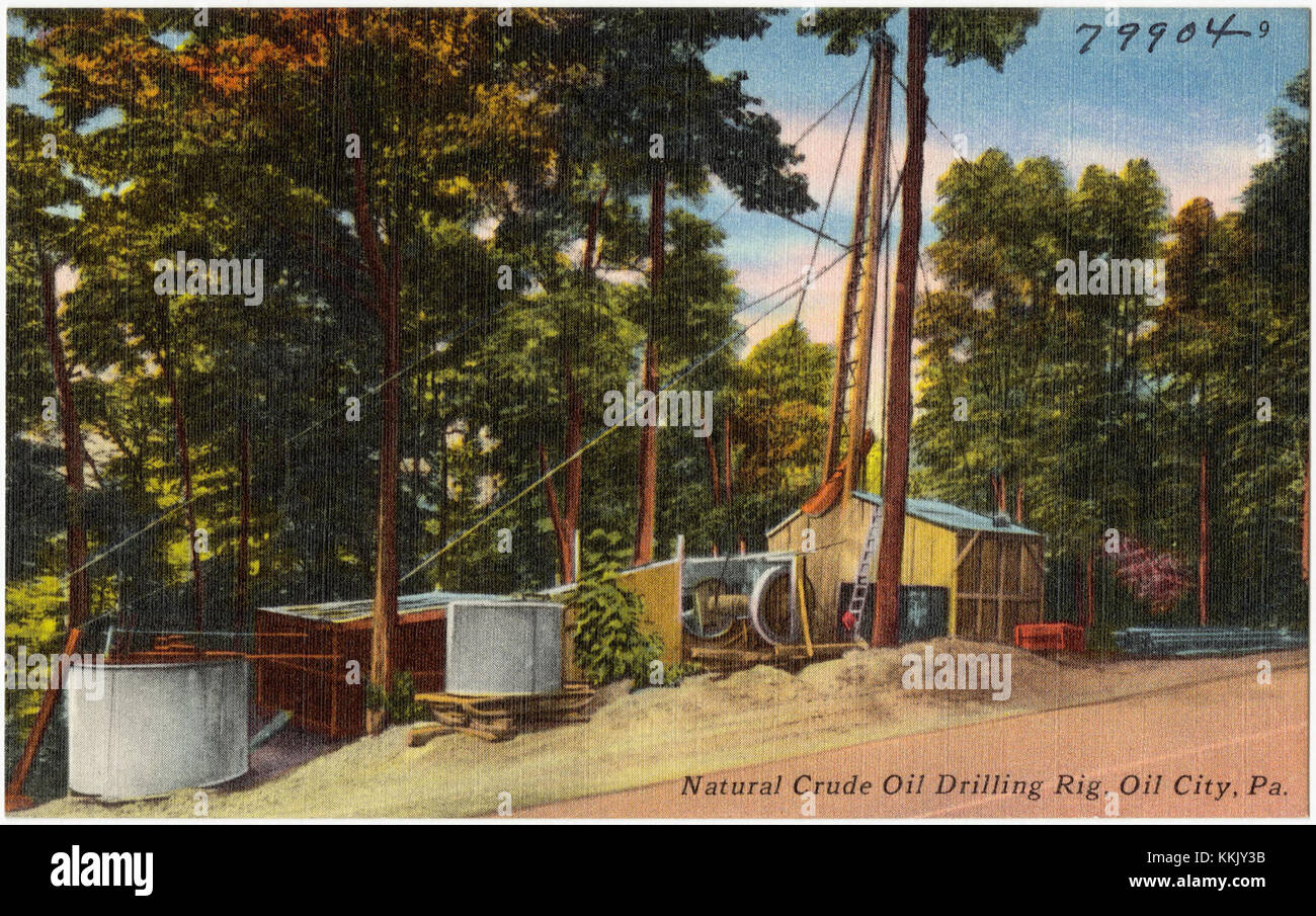 A natural crude oil drilling rig located in Oil City, Pennsylvania, is ...