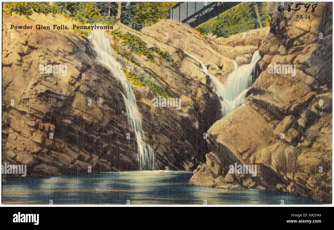 A photograph of Powder Glen Falls in Pennsylvania, showcasing the ...