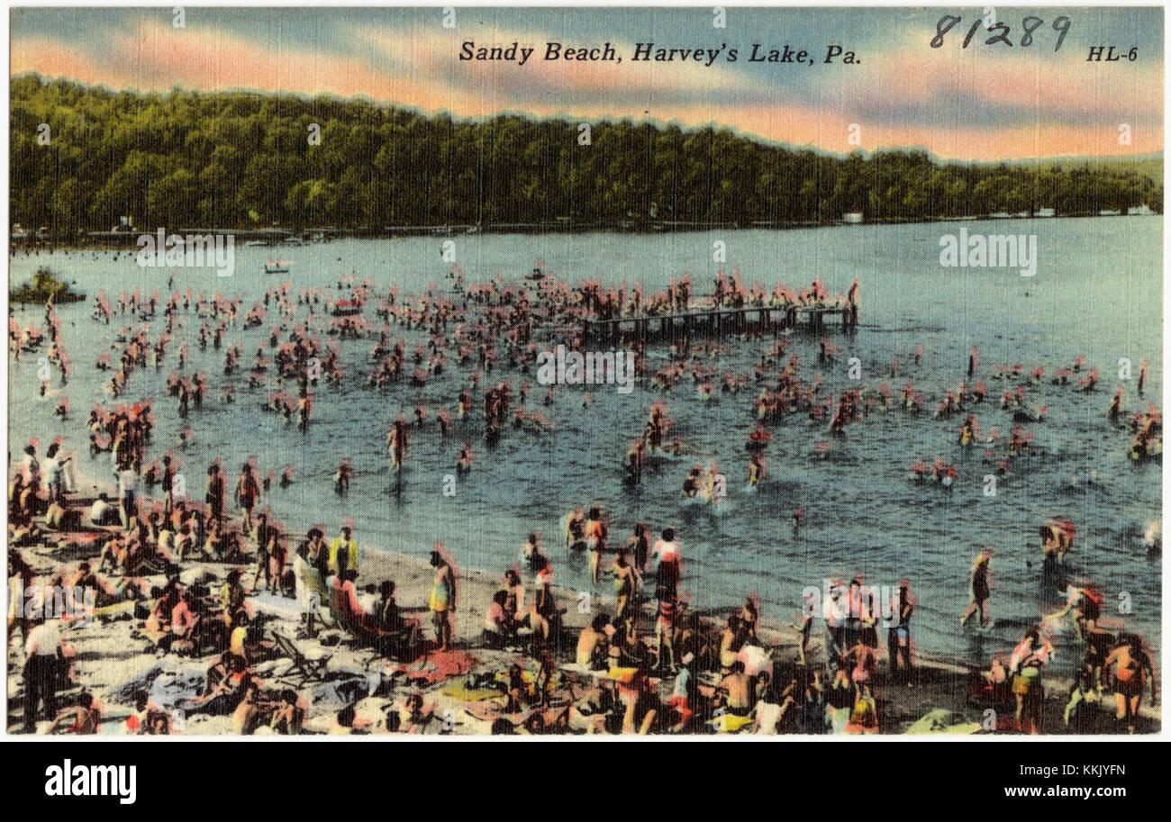 Sandy Beach at Harvey's Lake, Pennsylvania, captures the scenic beauty ...