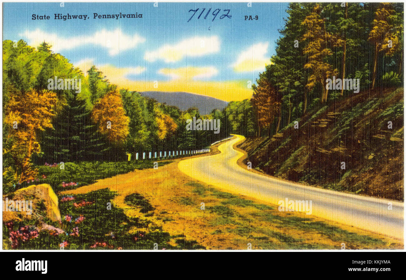 This image depicts a state highway in Pennsylvania, captured in 1992 ...