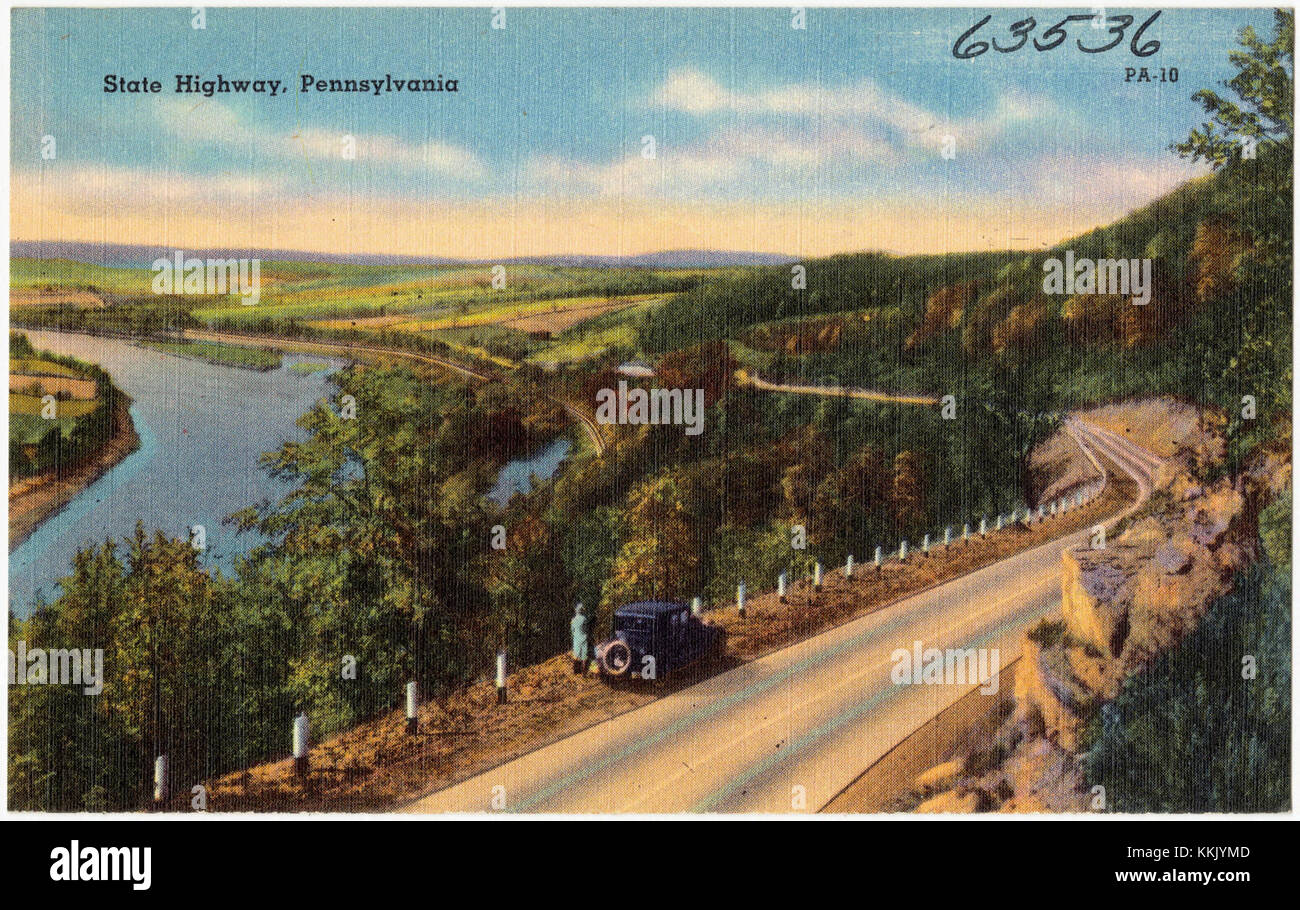 This image depicts a state highway in Pennsylvania, showcasing the ...