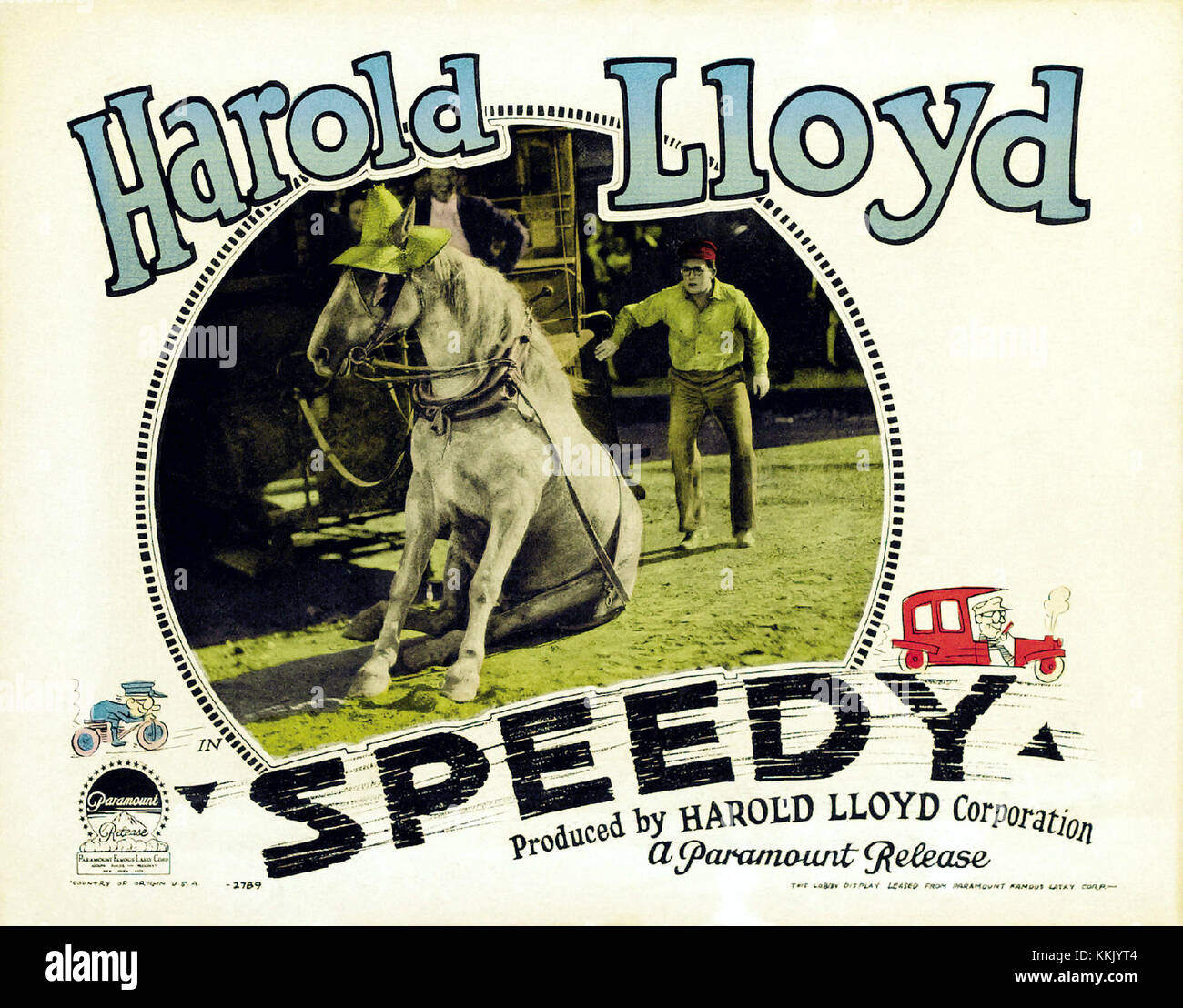 Lobby card featuring Speedy, a 1928 silent comedy film starring Harold Lloyd Stock Photo - Alamy