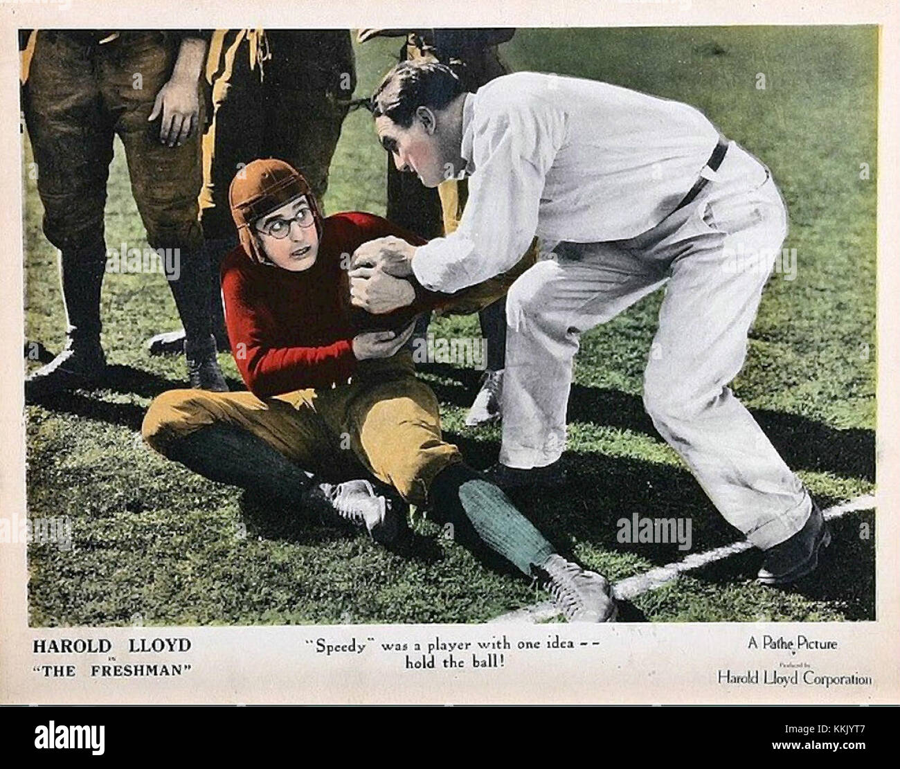 The Freshman is a 1925 silent comedy film starring Harold Lloyd. This lobby card showcases the ...