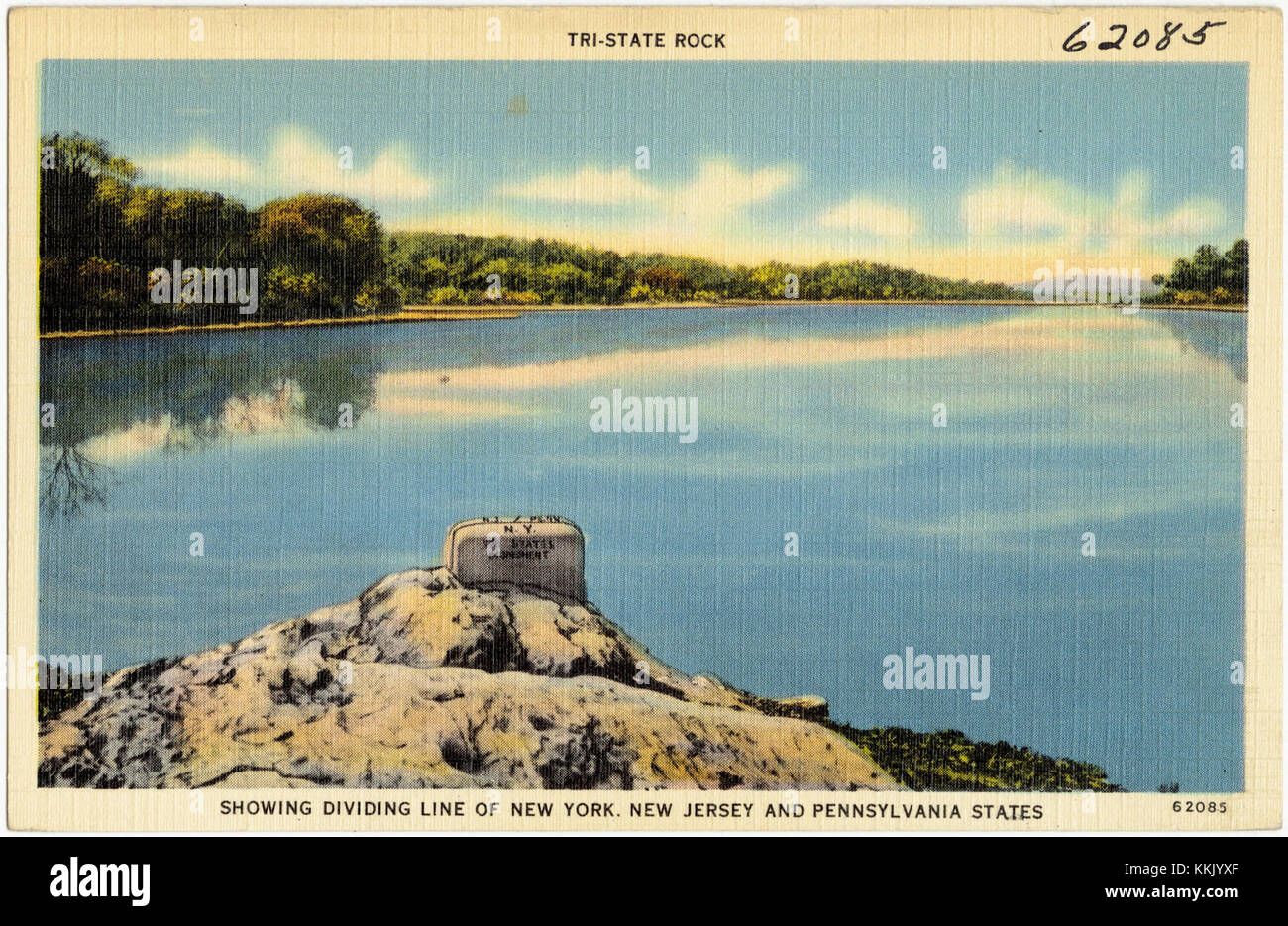 Tri-State Rock, showing line of New York, New Jersey, and Pennsylvania ...