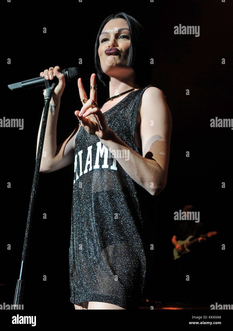 MIAMI BEACH, FL - FEBRUARY 15: British singer Jessie J, performs at ...