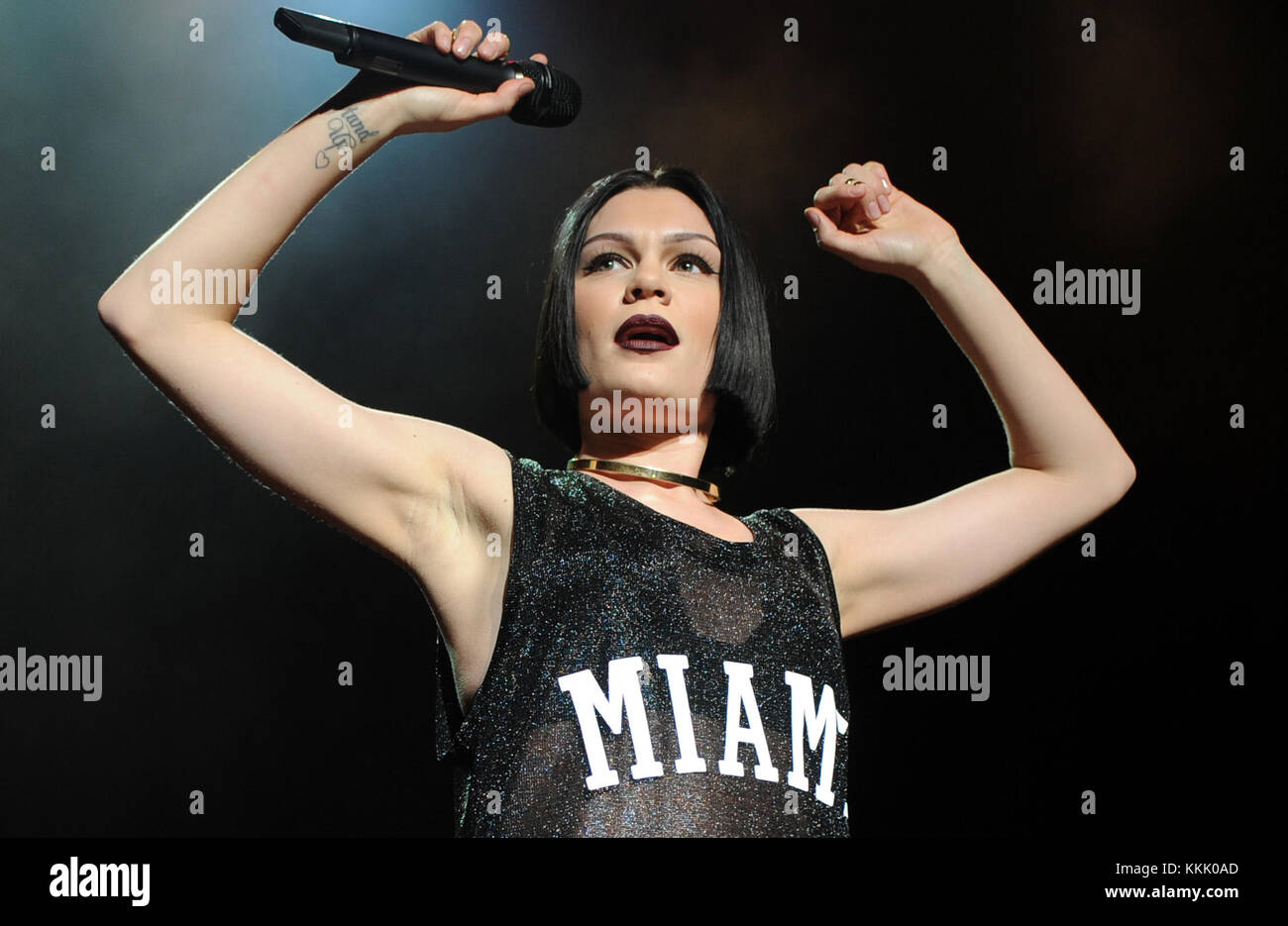 MIAMI BEACH, FL - FEBRUARY 15: British singer Jessie J, performs at ...