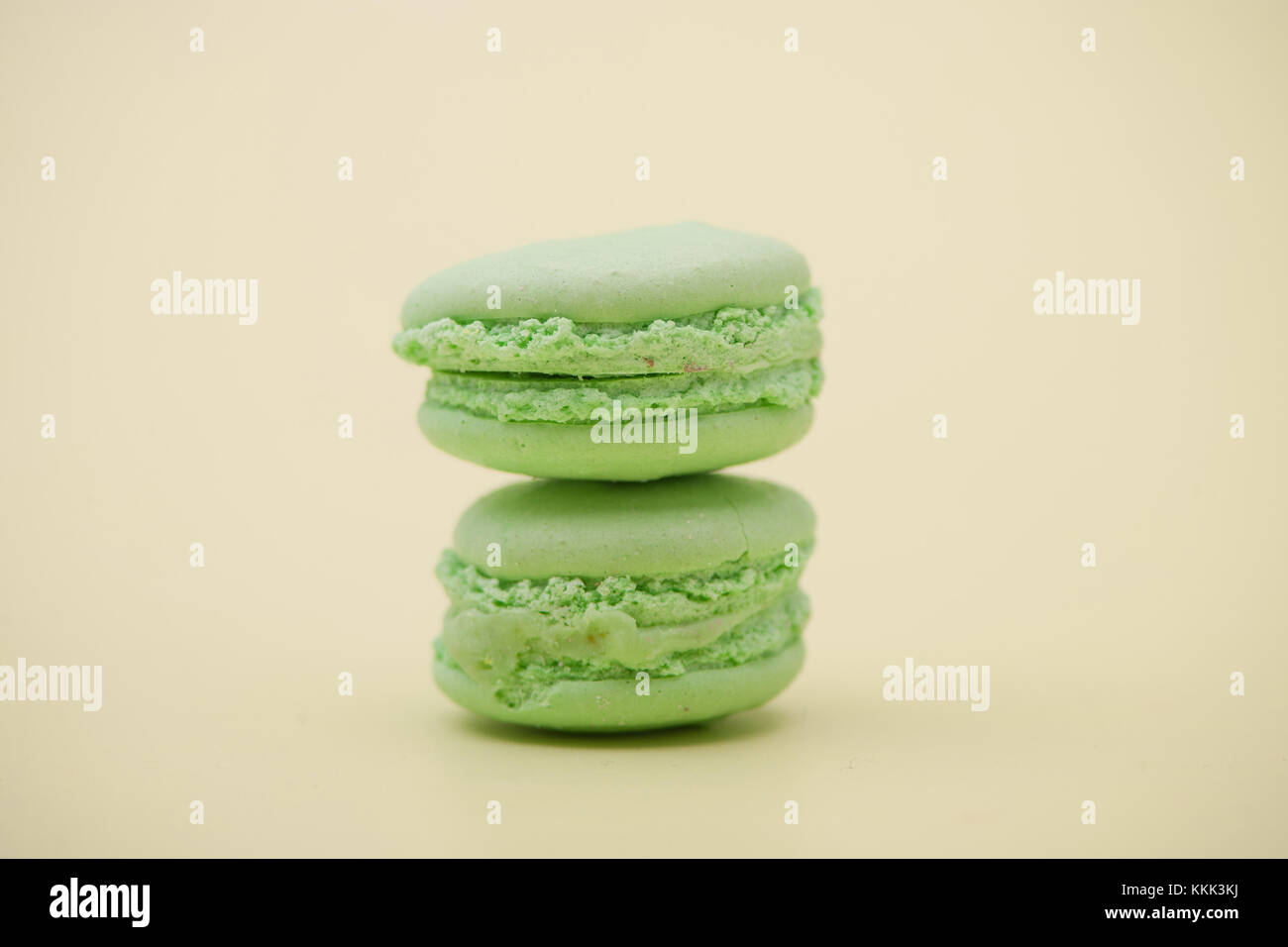 cookies green color of the round form on a light green background Stock ...