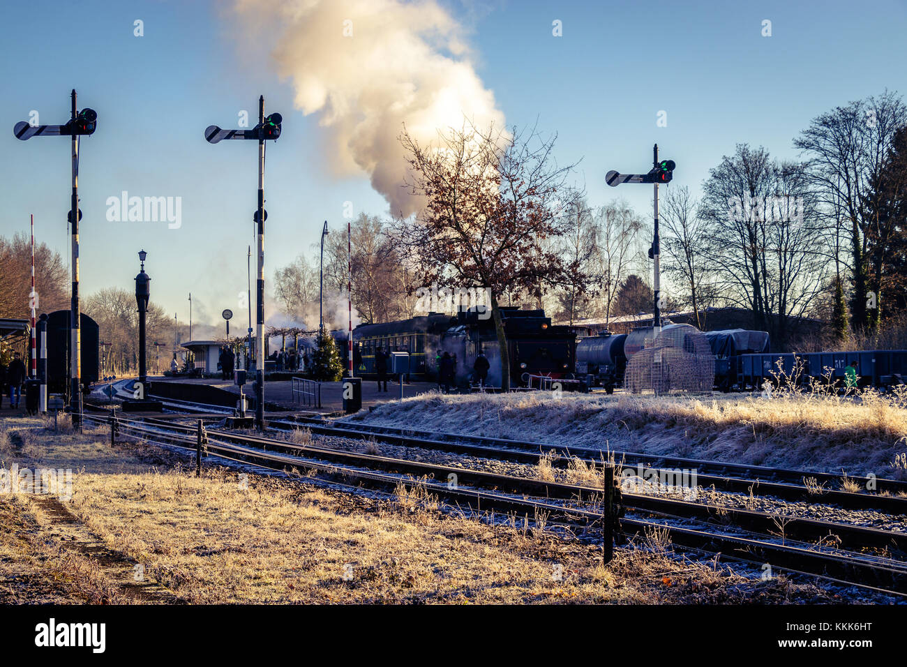 SIMPELVELD, NETHERLANDS – DECEMBER 31, 2016: An old steam locomotive ...