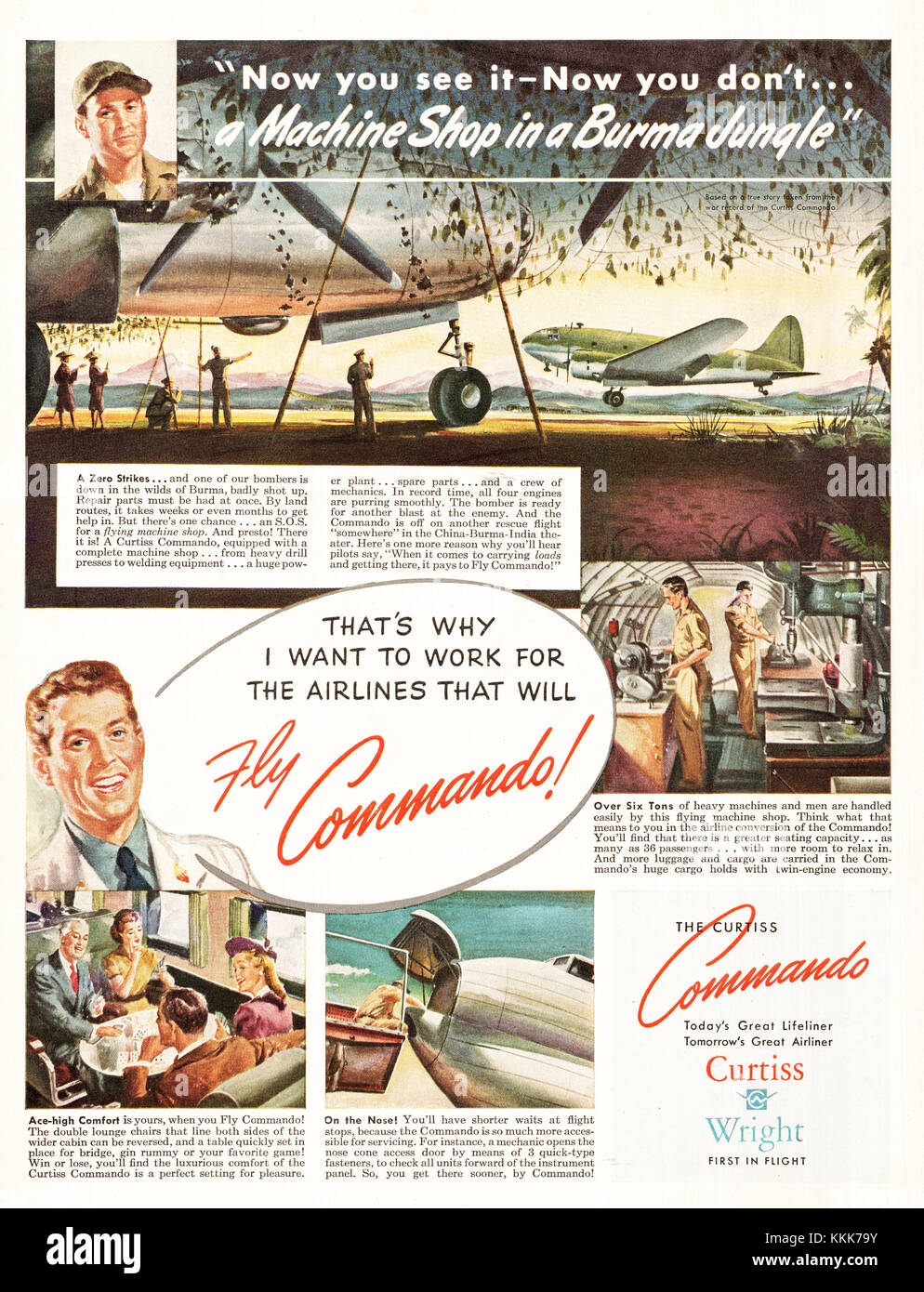 1945 U.S. Magazine Curtiss Commando Advert Stock Photo - Alamy