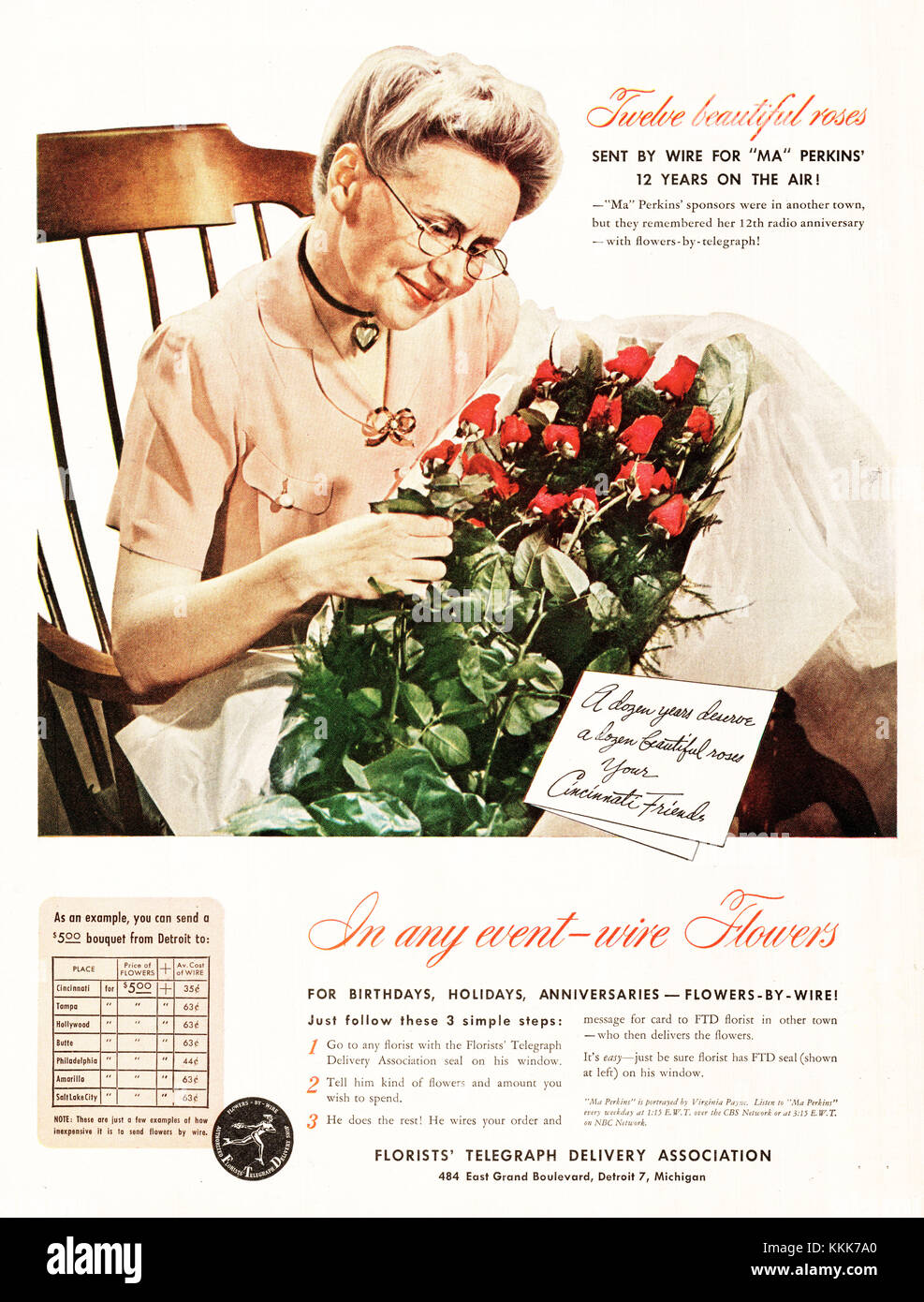 1945 U.S. Magazine Advert Florists' Telegraph Delivery Stock Photo - Alamy