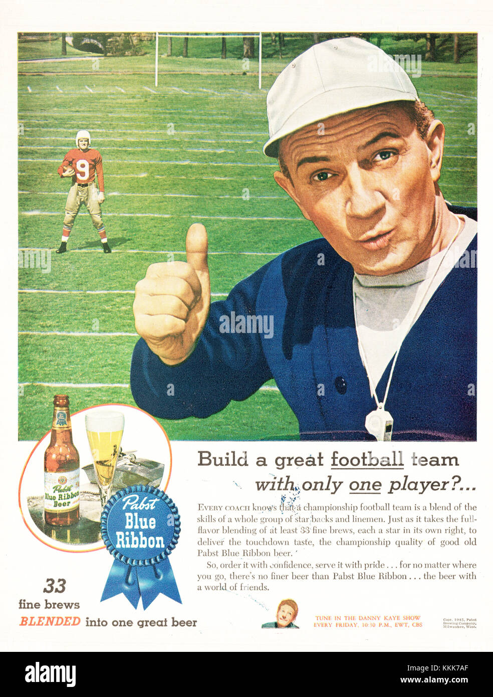 1945 U.S. Magazine Pabst Blue Ribbon Beer Advert Stock Photo - Alamy