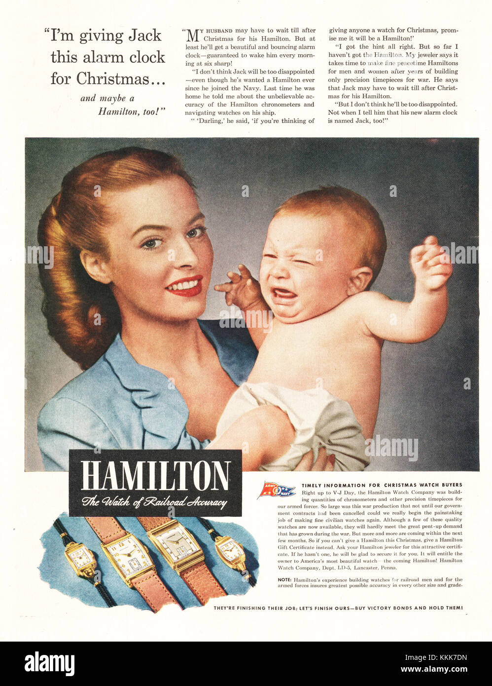 1945 U.S. Magazine Hamilton Watches Advert Stock Photo - Alamy