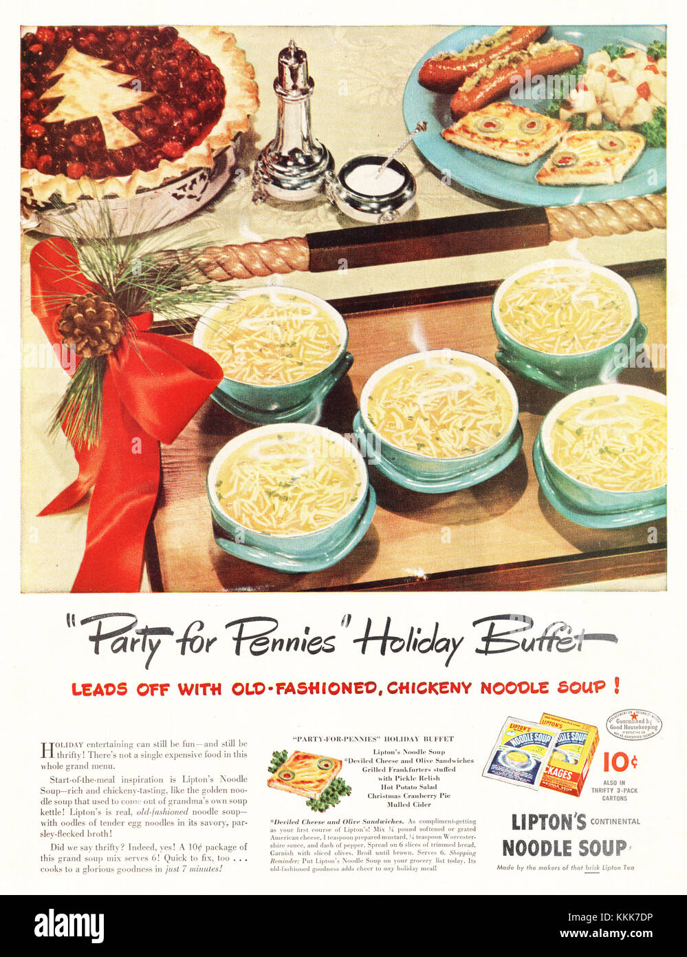1945 U.S. Magazine Lipton's Noodle Soup Advert Stock Photo - Alamy