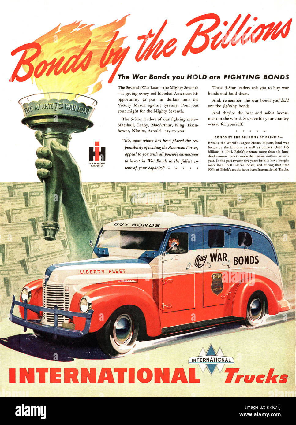 1945 U.S. Magazine International Trucks and War Bonds Advert Stock ...