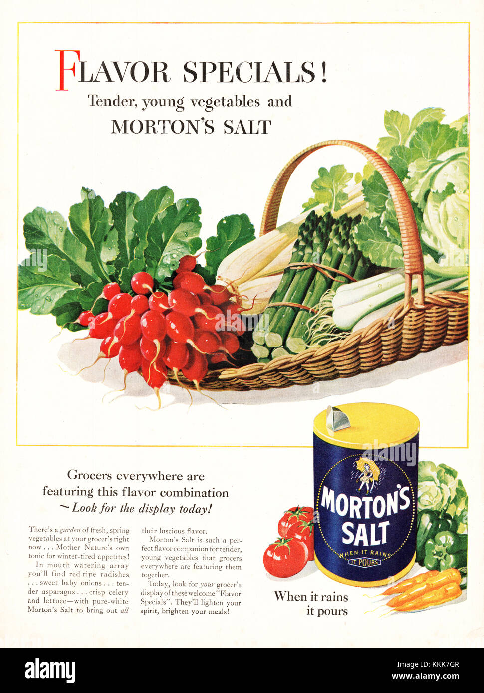 1945 U.S. Magazine Morton's Salt Advert Stock Photo - Alamy