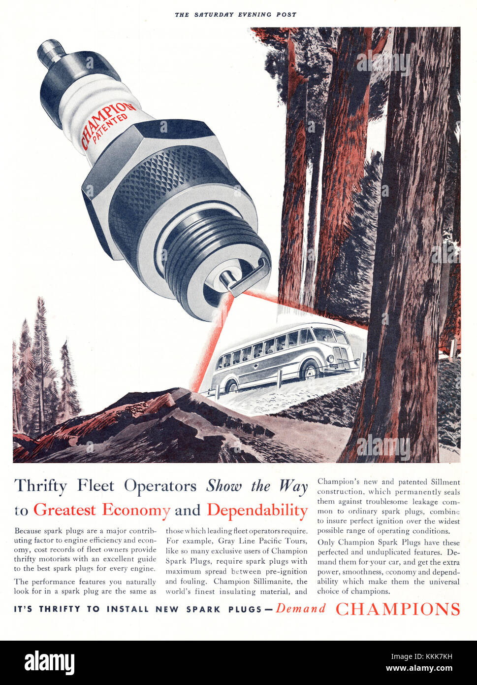 1939 U.S. Magazine Champion Spark Plugs Advert Stock Photo - Alamy