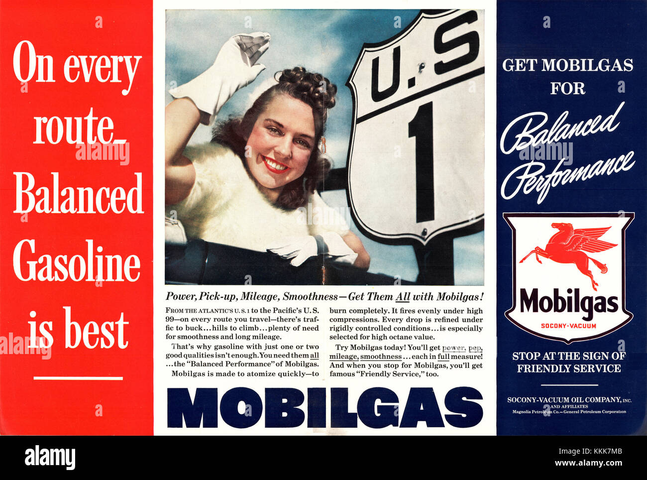 1939 U.S. Magazine Mobil Gas Advert Stock Photo - Alamy