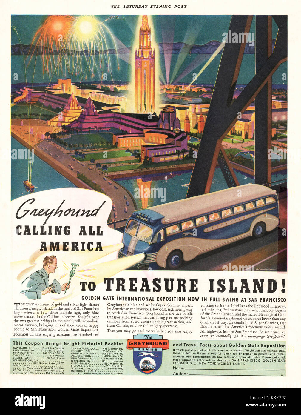 1939 U.S. Magazine Greyhound Lines Advert Stock Photo - Alamy