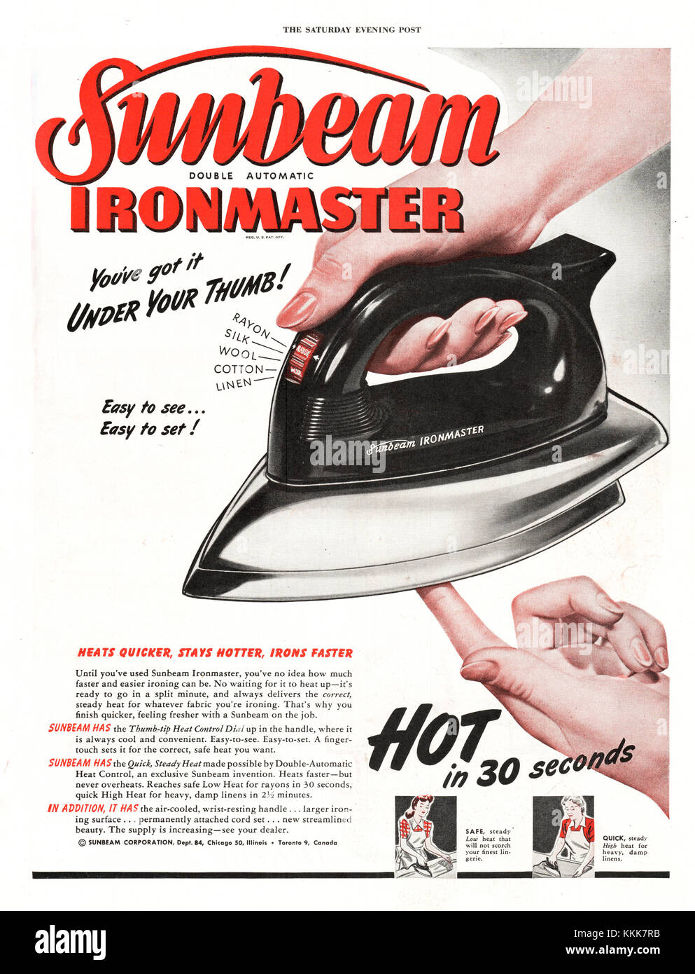 1948 U.S. Magazine Sunbeam Iron Advert Stock Photo - Alamy