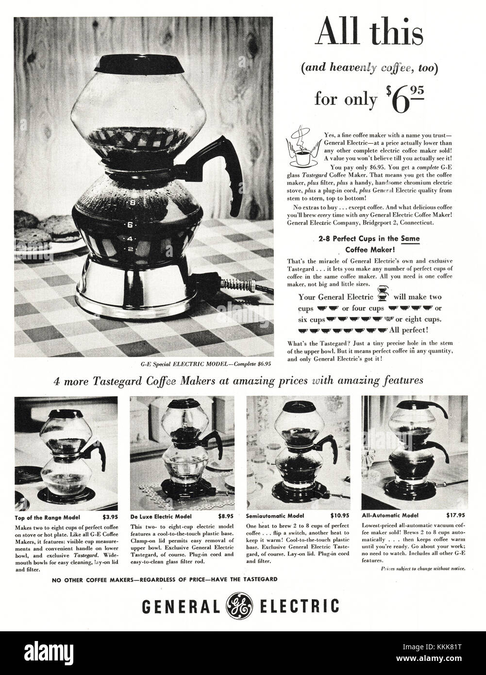 1948 U.S. Magazine General Electric Coffee Maker Advert Stock Photo - Alamy