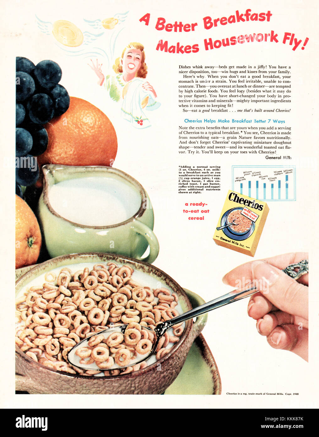 1948 U.S. Magazine Cheerios Cereal Advert Stock Photo - Alamy