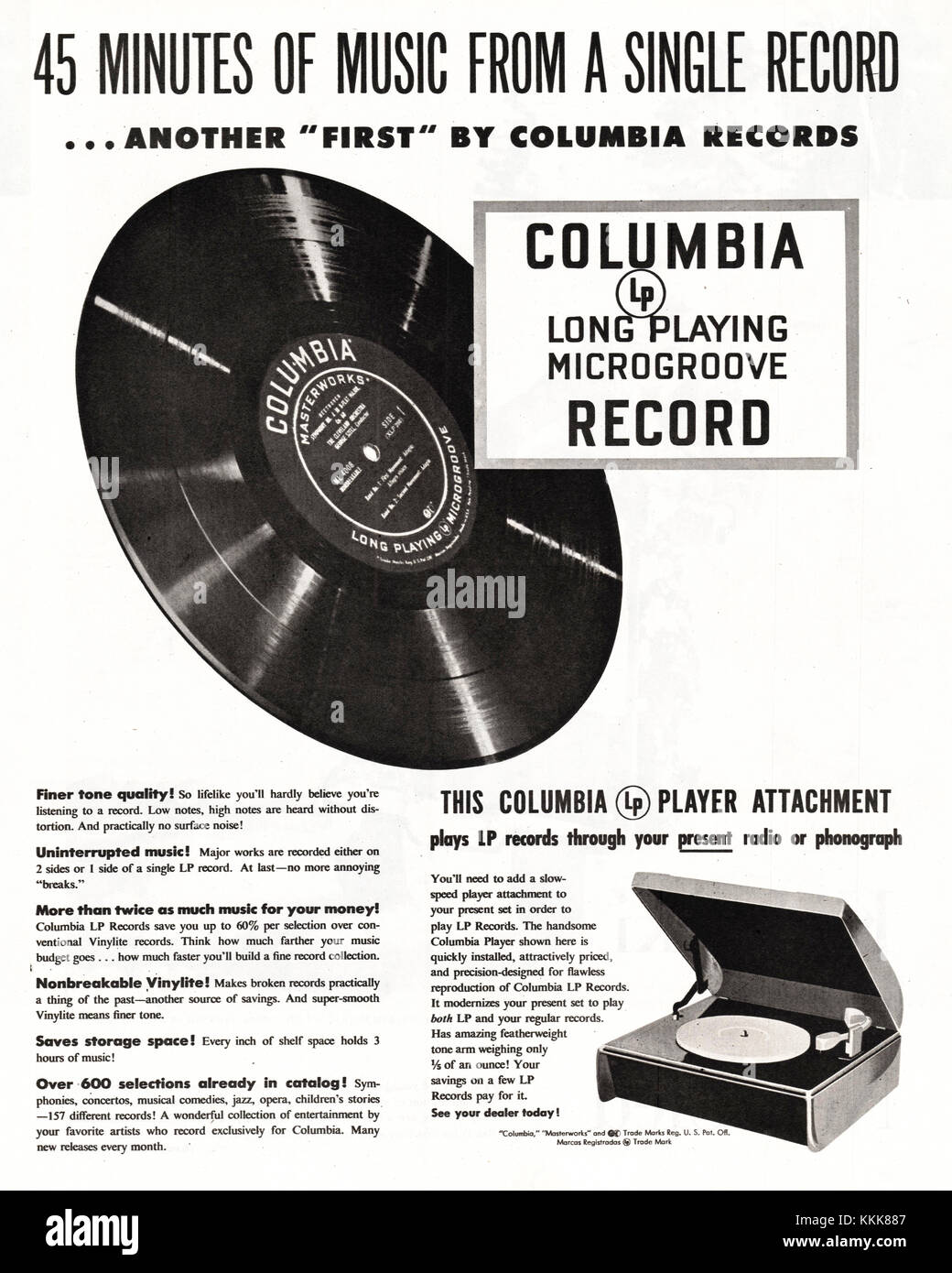 1948 U.S. Magazine Columbia LP Record Advert Stock Photo - Alamy